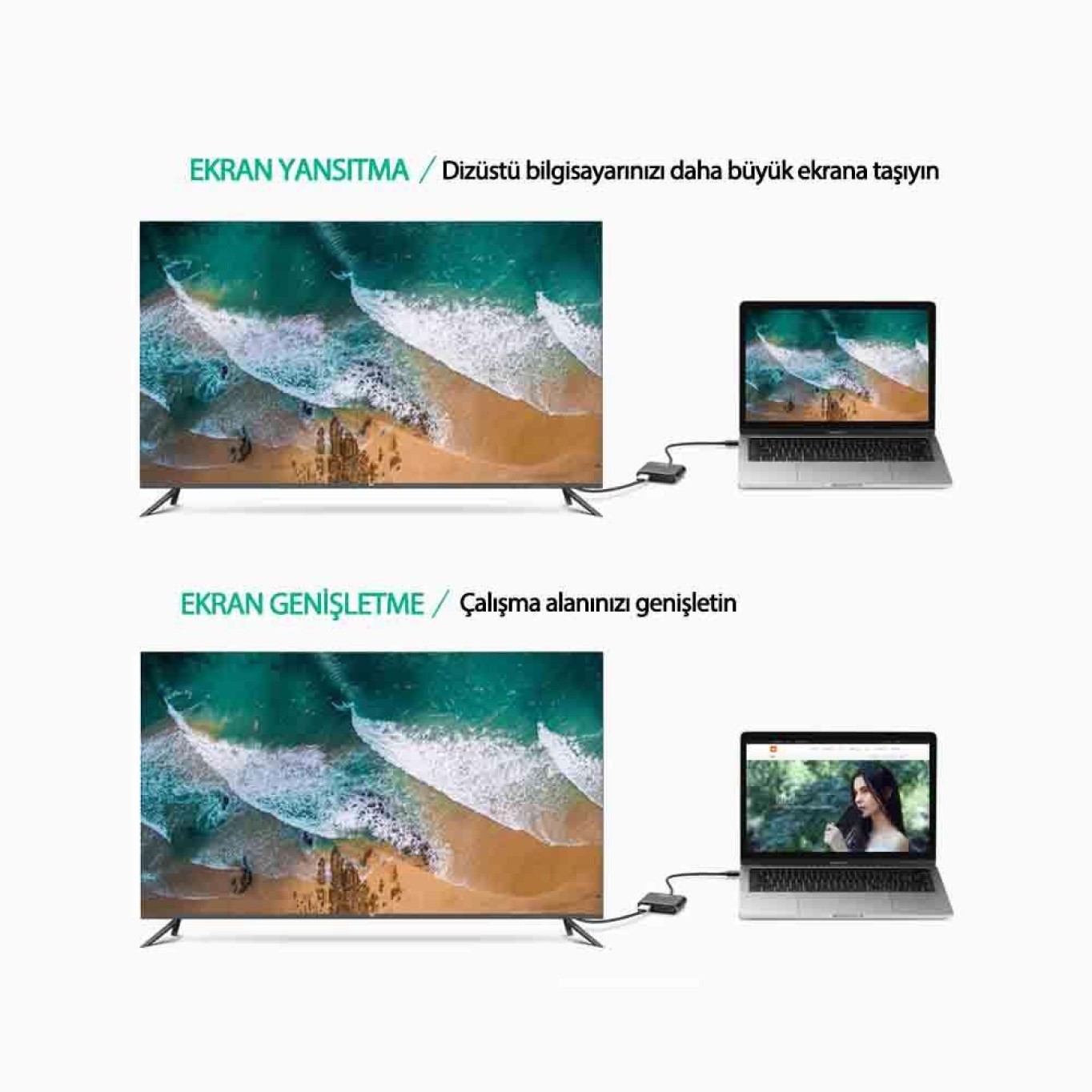 Ugreen Type-C HDMI VGA Dönüştürücü Adaptör